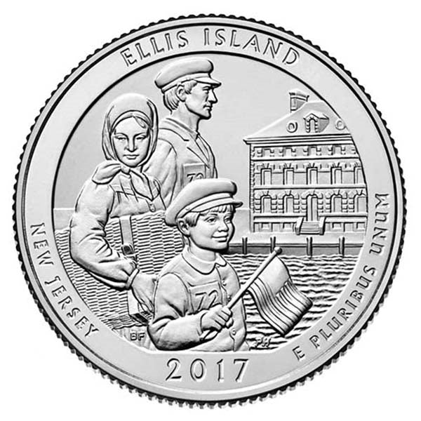 2017 - P Ellis Island National Monument, NJ National Park Quarter 40 C ...