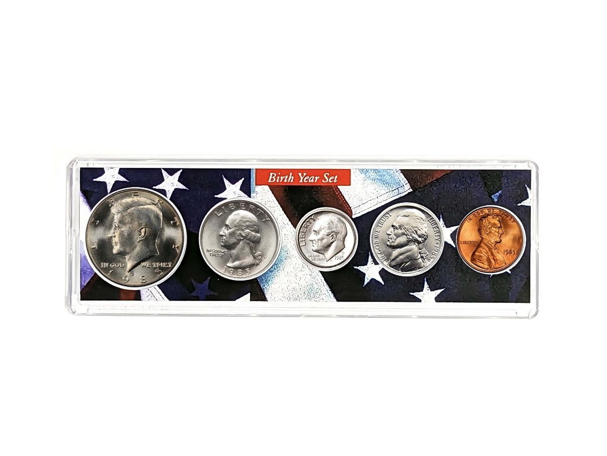 1985 Birth Year Coin Set in American Flag Holder – Smyrnacoin.com