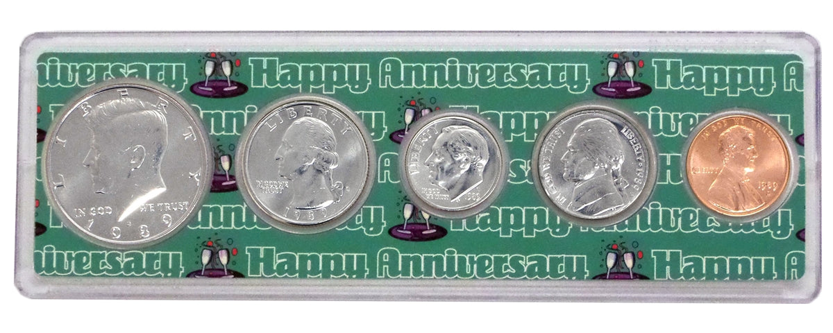 1989 Anniversary Year Coin Set - Uncirculated 5-Coin Collection Gift ...